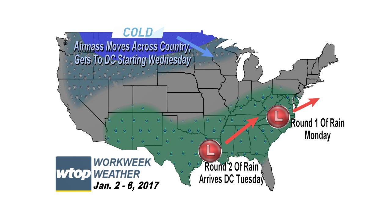 Workweek weather: Wet, cold, maybe something on Friday - WTOP News
