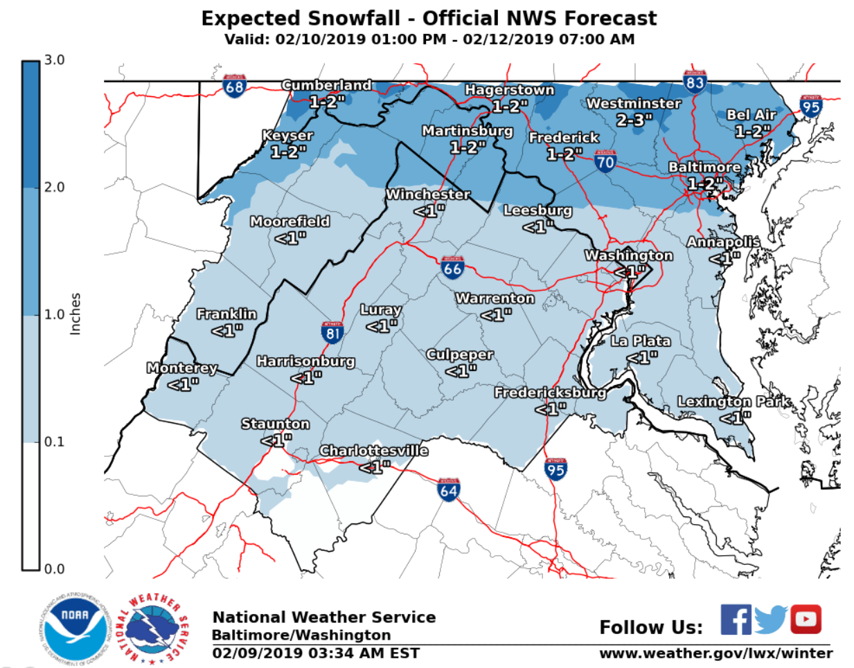 Chance for wintry mix Sunday evening into Monday - WTOP News