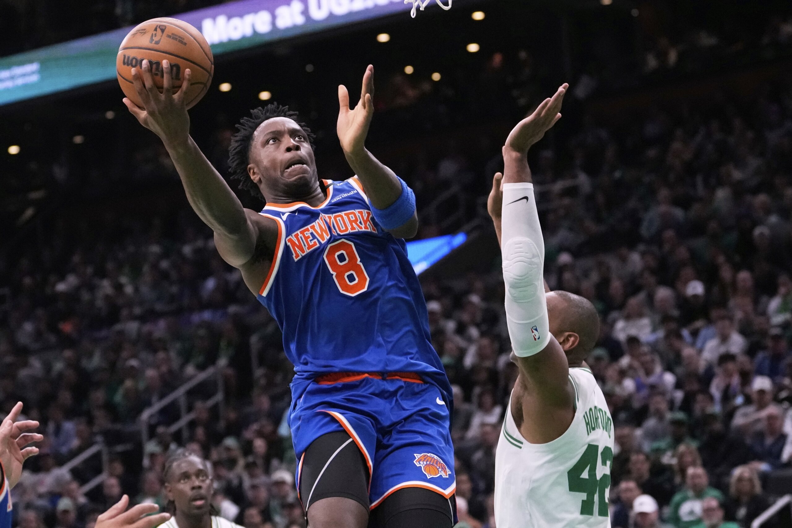 Knicks come from 20 down, beat Celtics 108-105 in OT as Bridges’ steal preserves Game 1 win ...