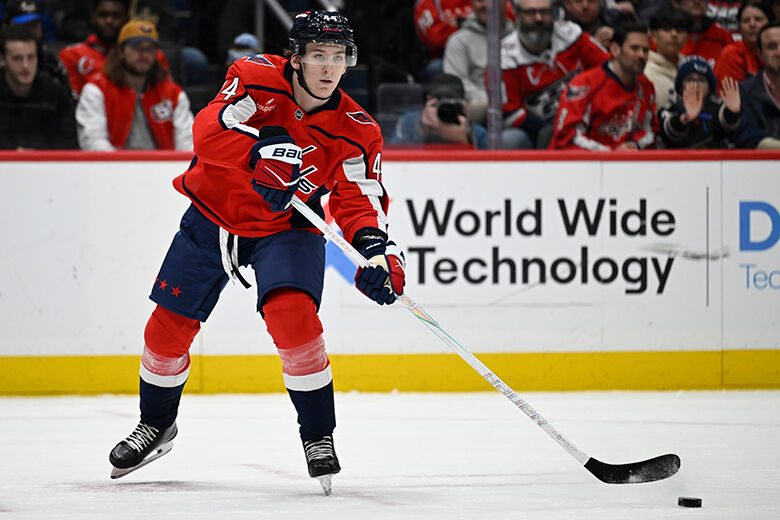 Defenseman Cole Hutson impresses in his NHL debut, then scores at the ...