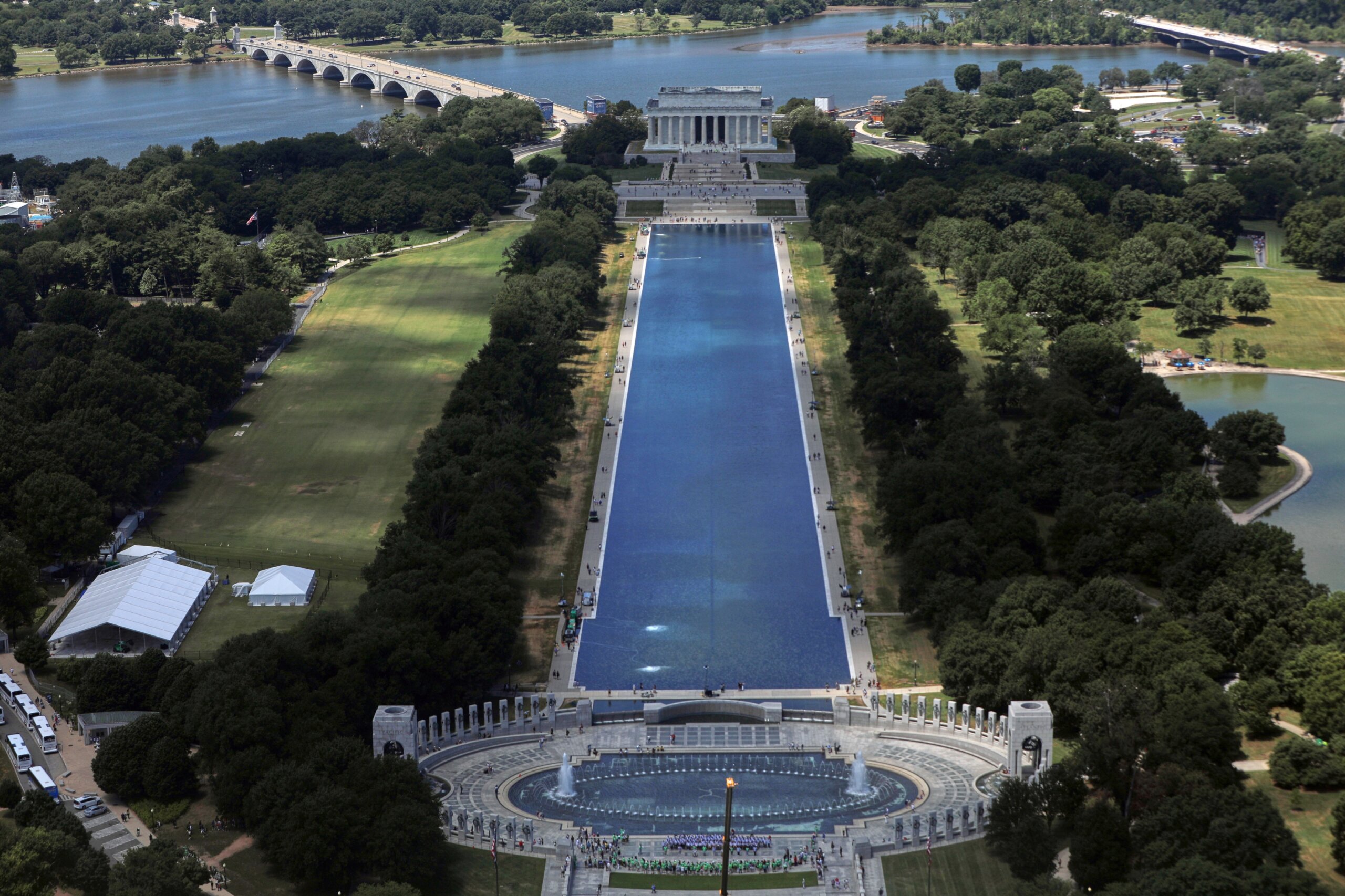 Reflecting Pool liner was cut with a sharp knife or razor, National ...